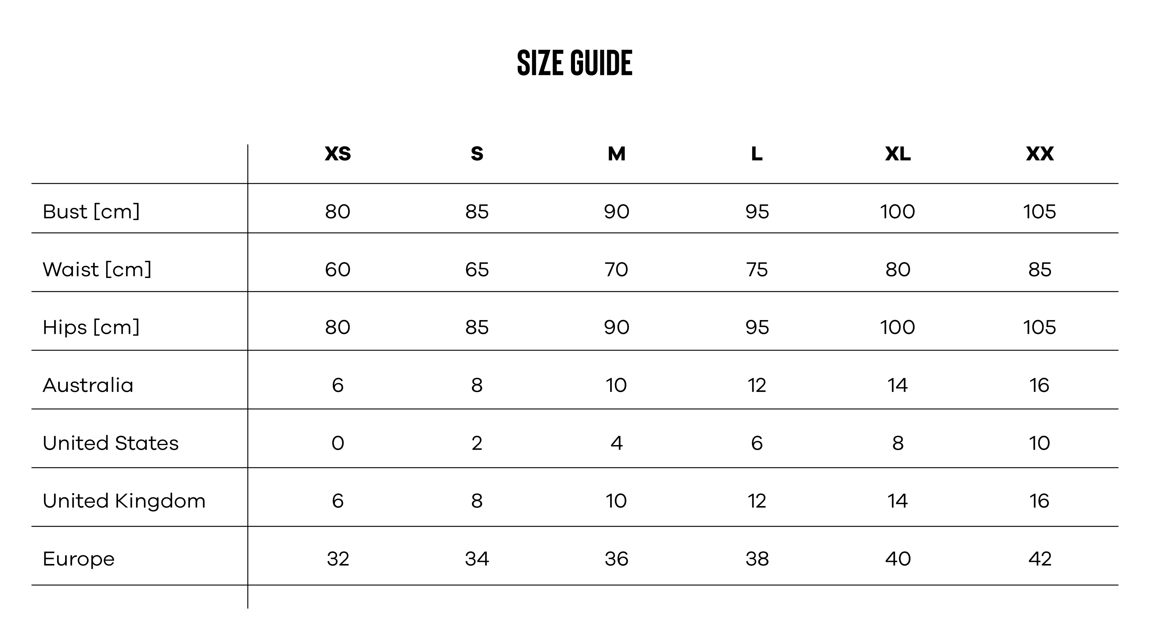 Complete size guide – Rogue Season